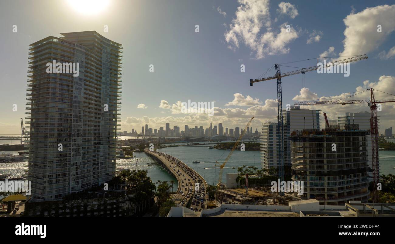 New construction site of developing residense in american urban area ...