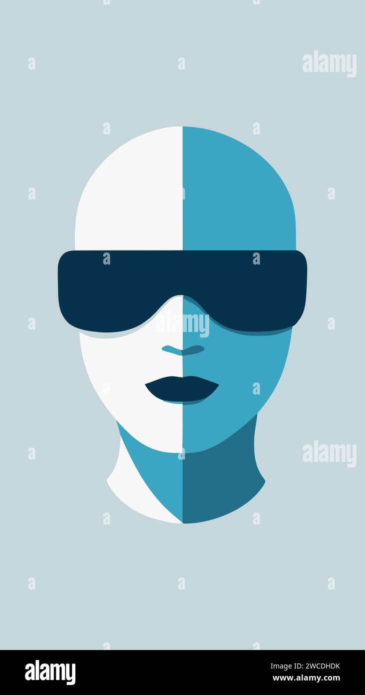 Minimalist head of a cool and stylish neutral character in hi-res stock ...