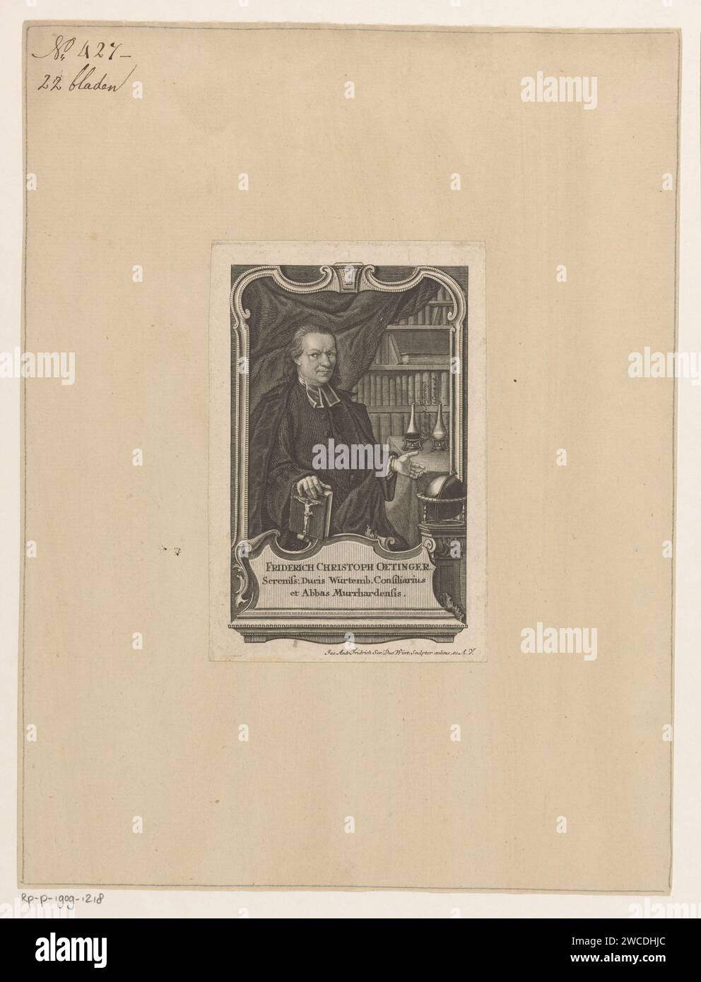 Portret van Friderich Christoph Oetinger, Jacob Andreas Fridrich (II ...