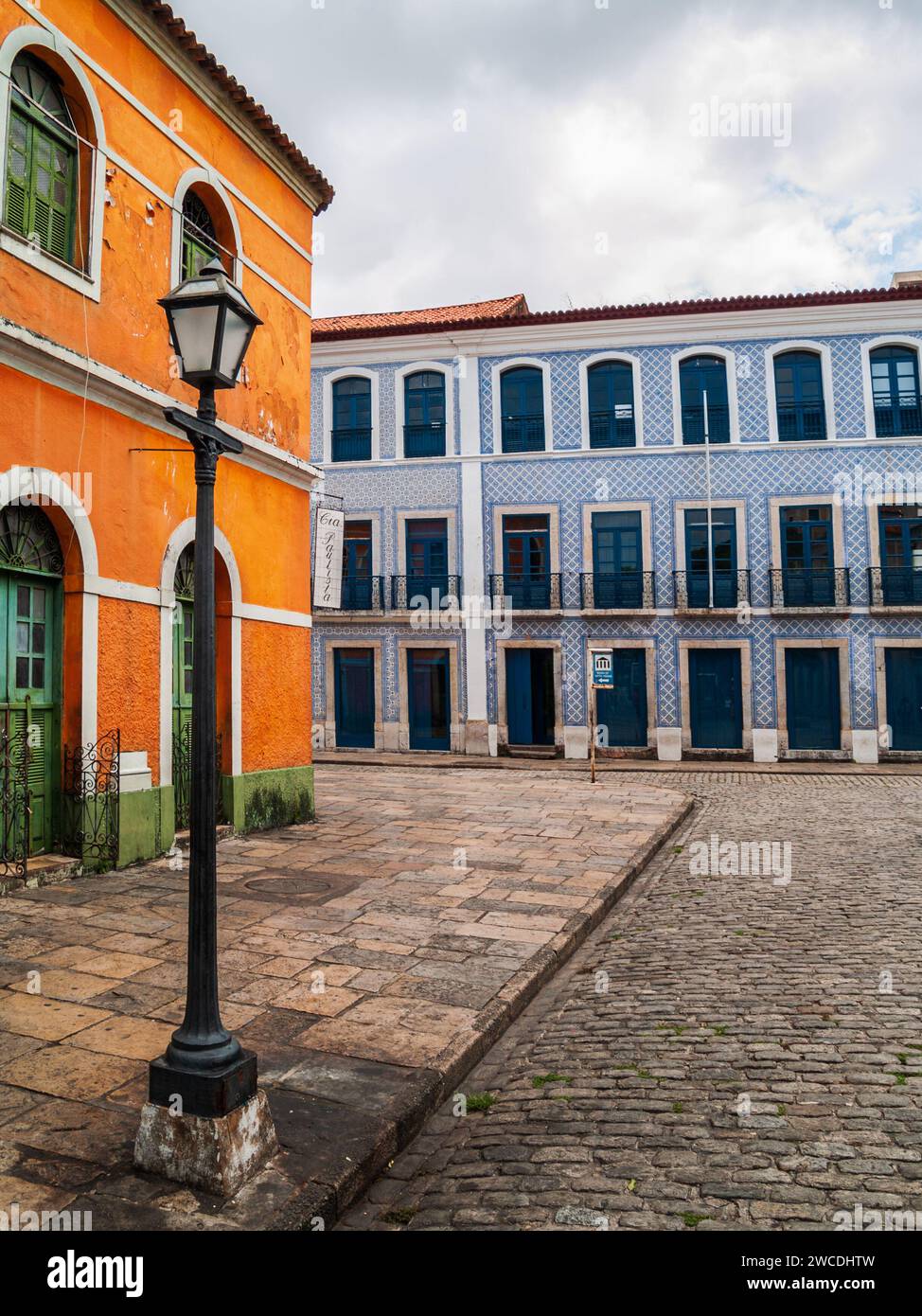 Street in the historic centre of the Brazilian city of São Luis with ...