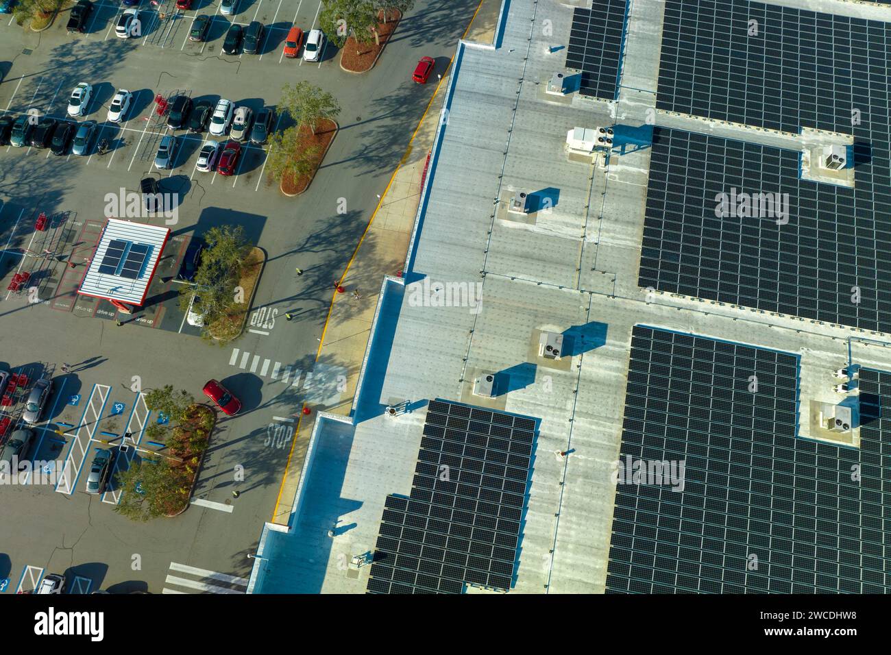 Production of sustainable energy. Solar power plant with blue ...