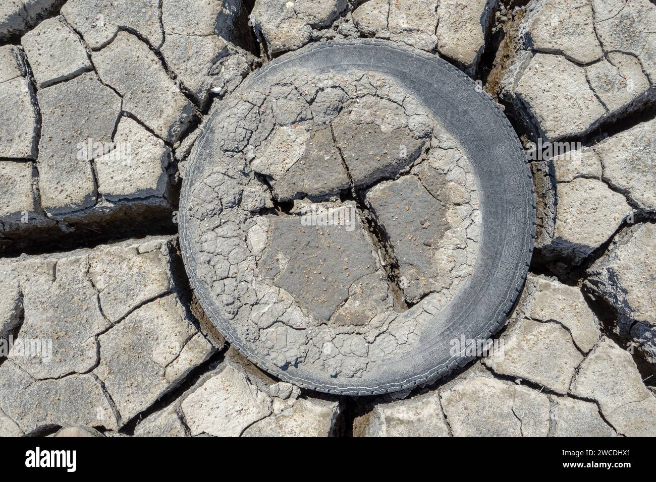 dry and cracked floor of the dry river of the big boiler in the city of ...