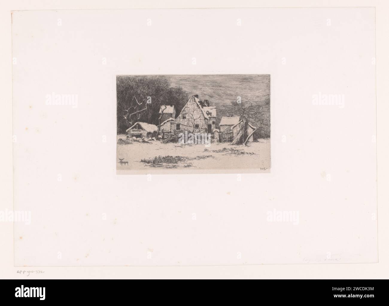 Winter face with farm with two pigs, Theodoor Hannon, 1861 - 1910 print ...
