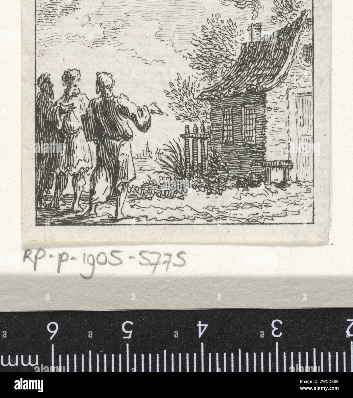 Fable of Socrates about friendship, Simon Fokke, 1769 print Three men ...