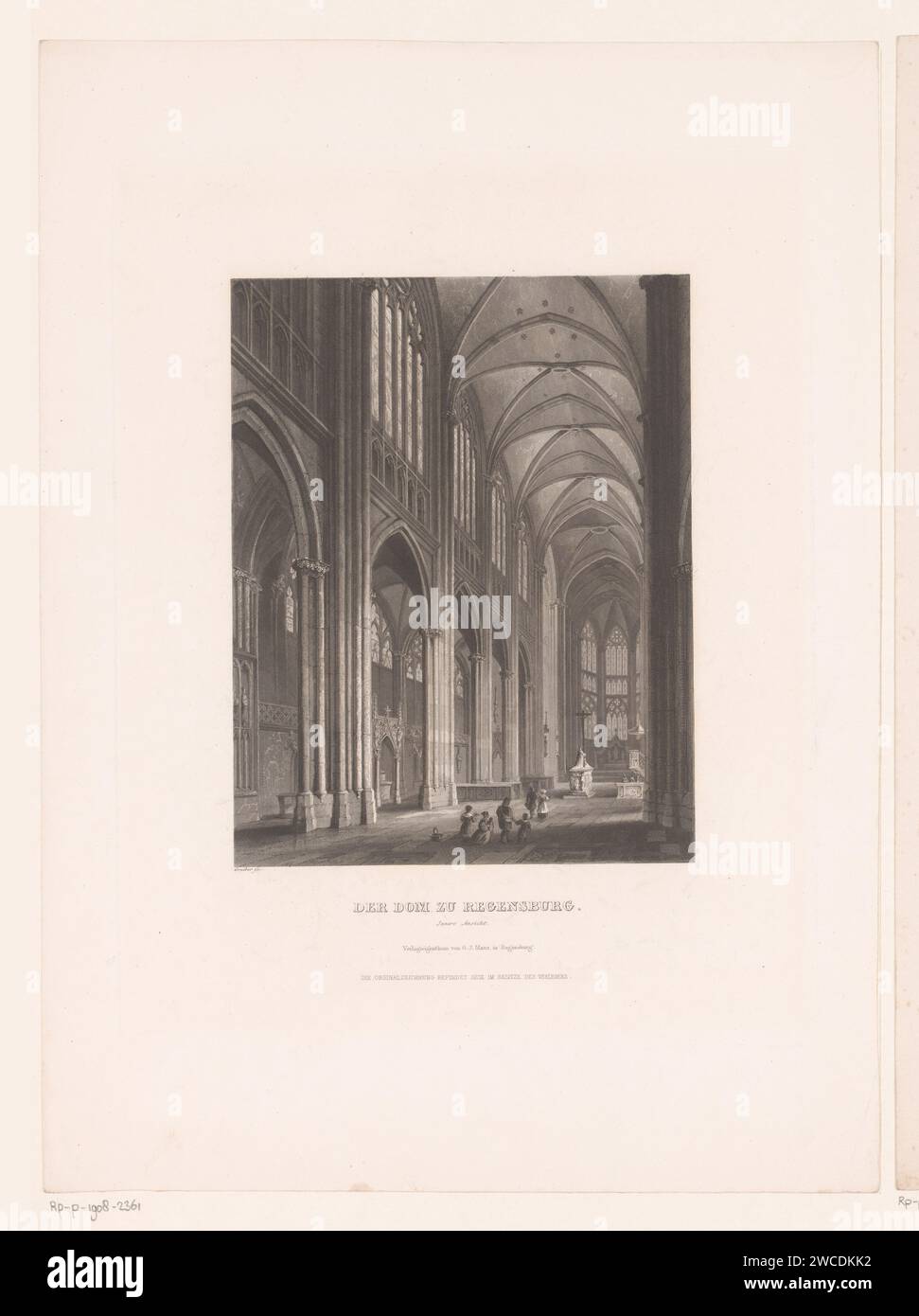 View of the interior of the Dom in Regenburg, Bernhard Grueber, 1816 ...