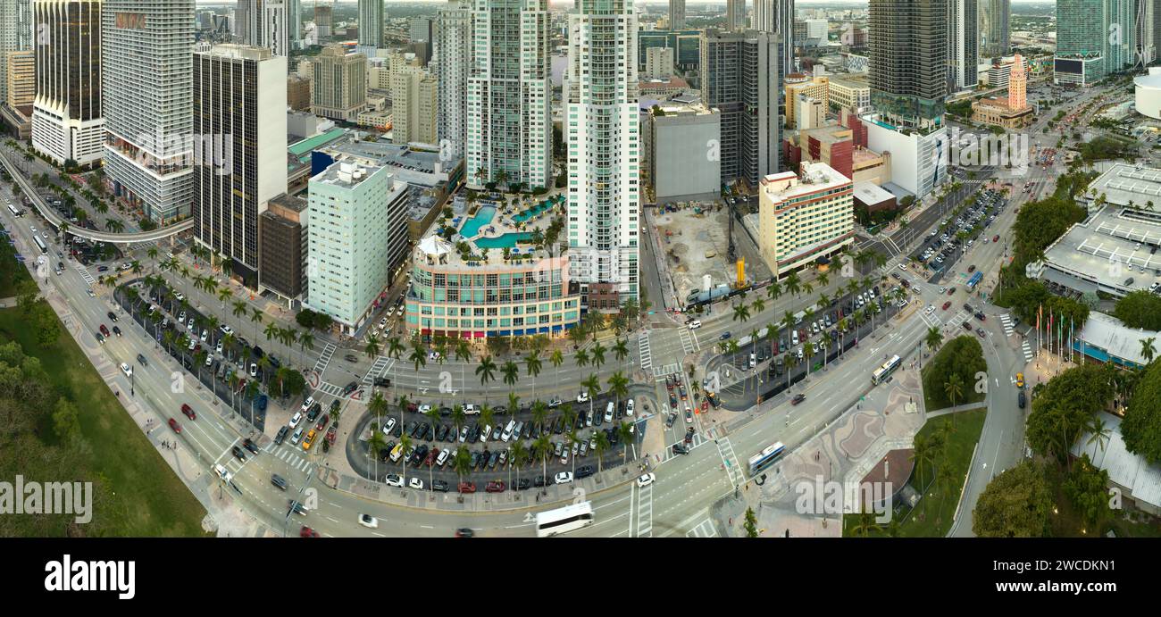 Urban landscape of downtown district of Miami Brickell in Florida, USA ...
