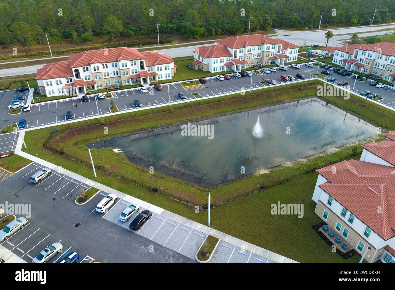 View from above of apartment residential condos in Florida suburban ...