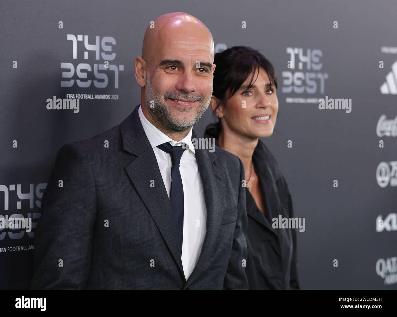 London, UK. 15th Jan, 2024. Pep Guardiola and wife arrives at The Best ...