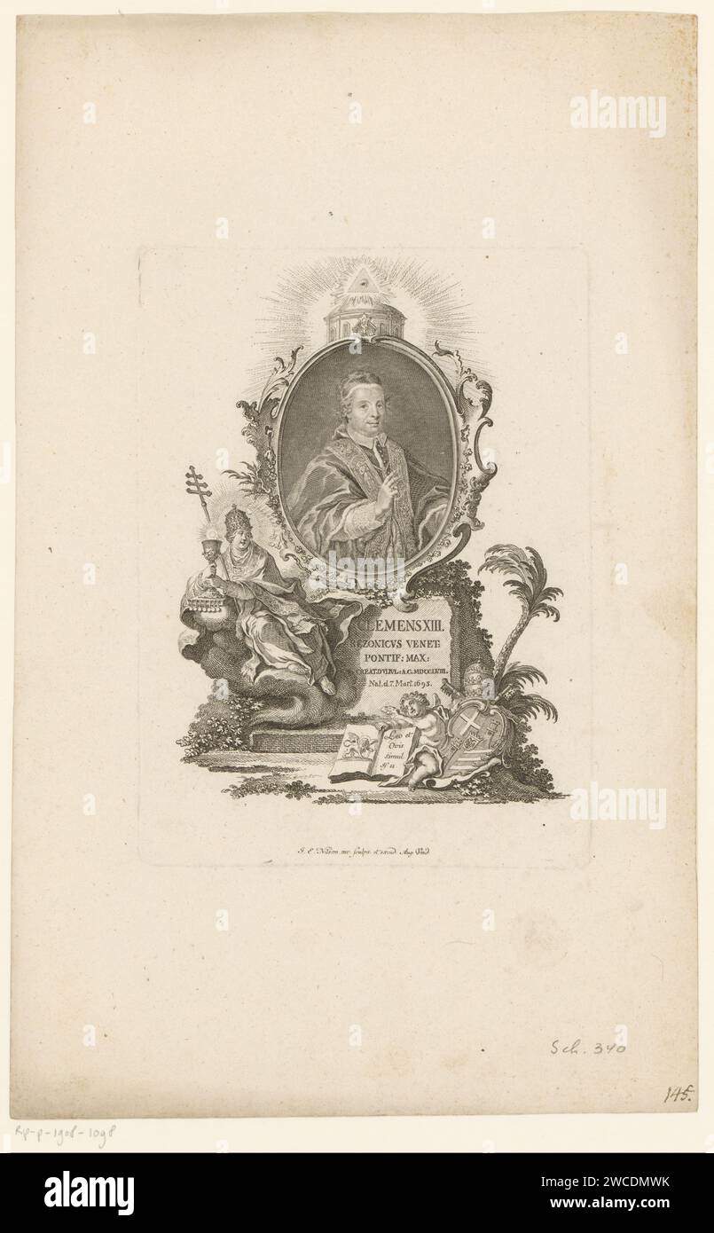 Portret Van Clemens XIII, Johann Esaias Nilson, 1758 - 1788 print ...