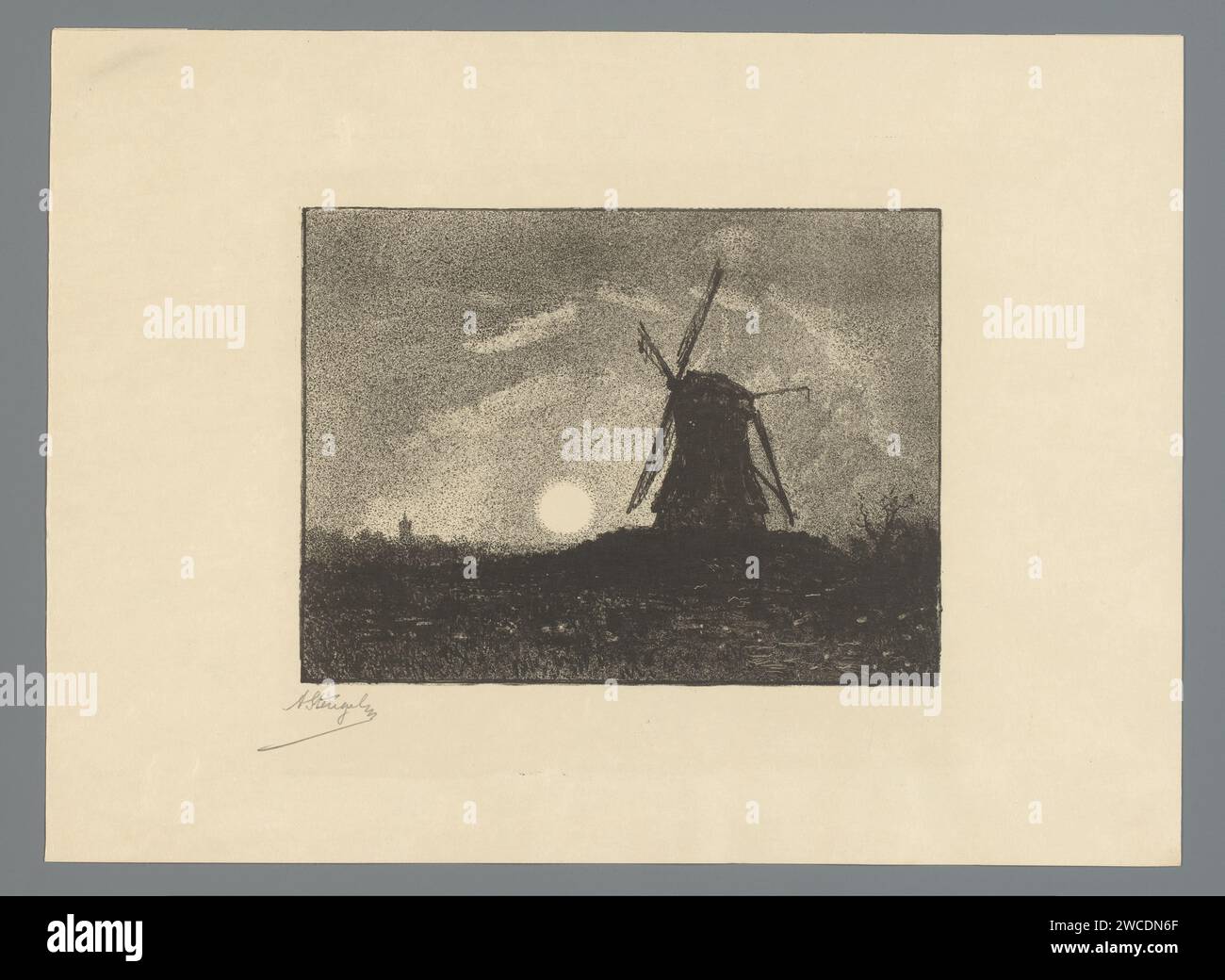 Mill at Volle Maan, Alphonse Stengelin, 1876 - 1910 print paper ...