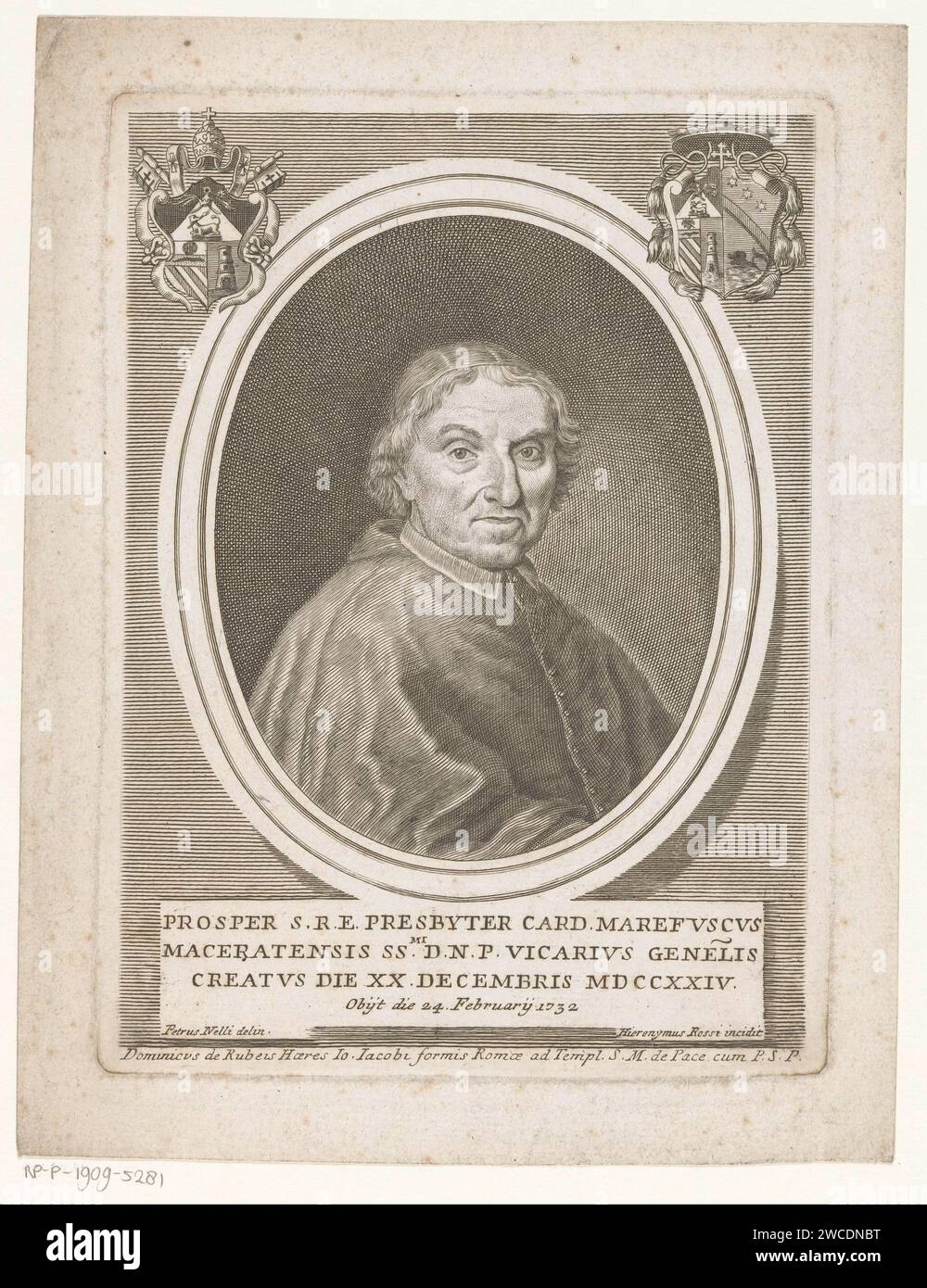 Portret van Cardinal Prospero Marefop, Grolamo Rossi (I), after pero ...
