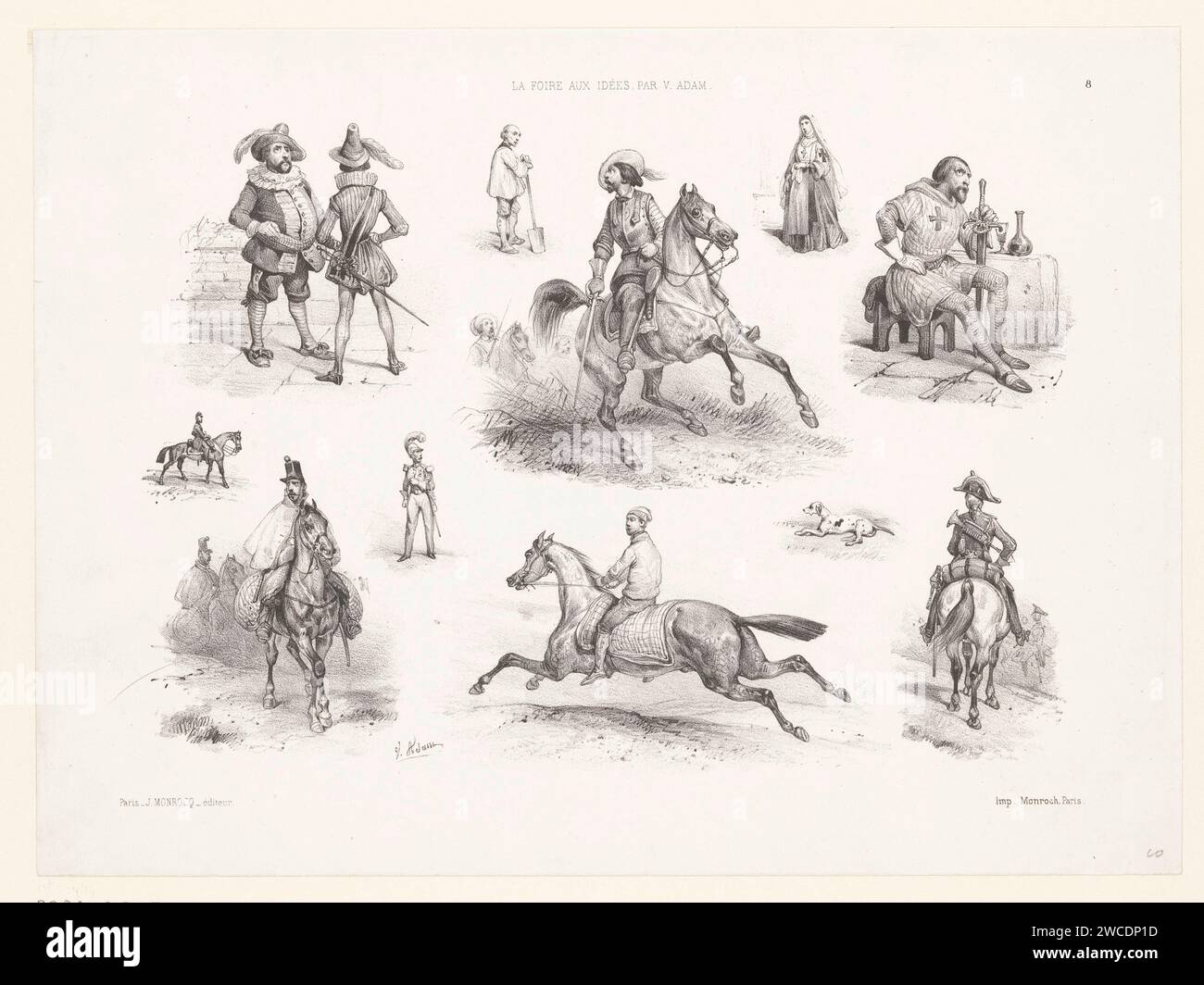 Six performances of noblemen, knights and riders, Victor Adam, 1852 ...