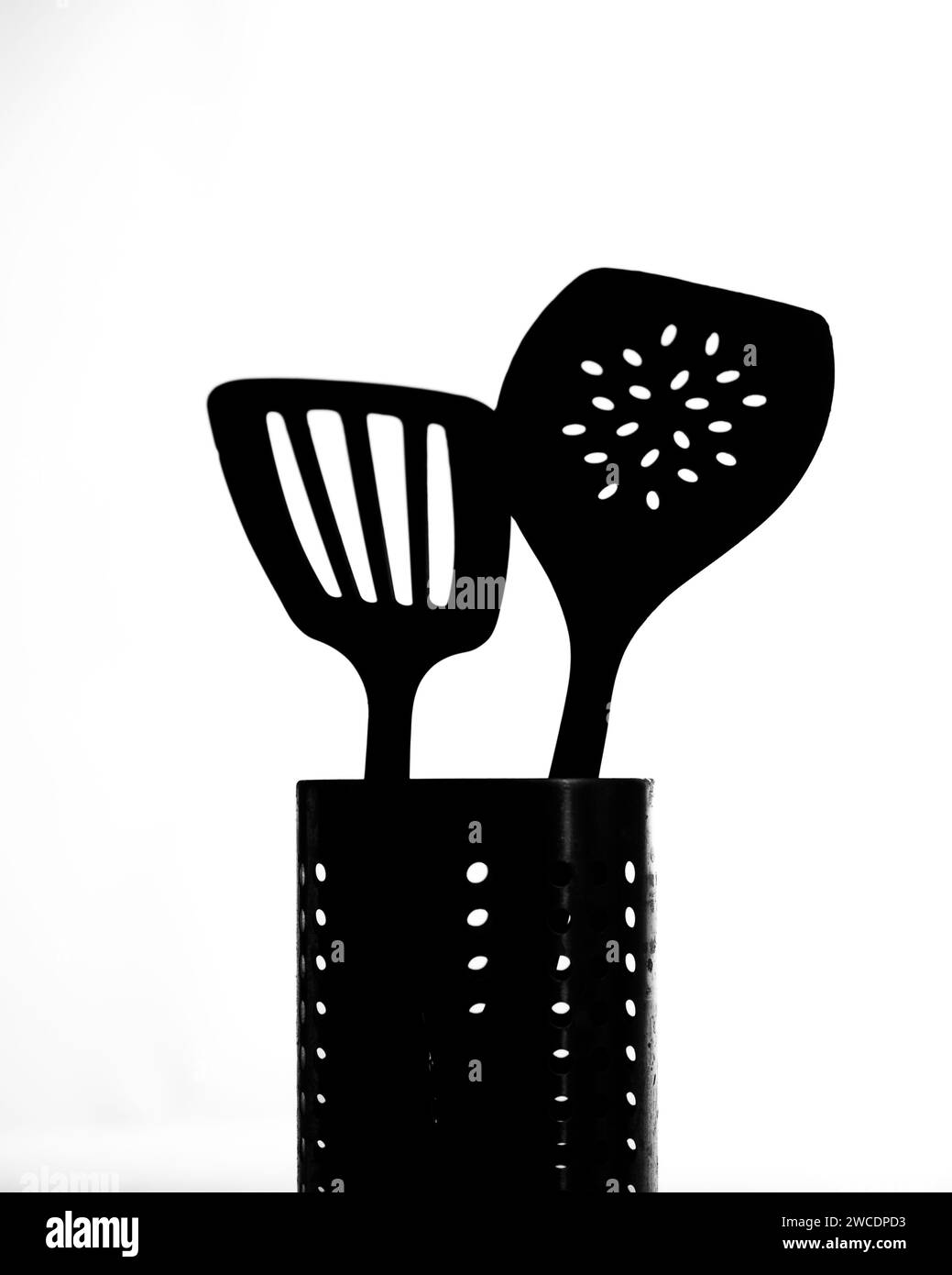 Kitchen utensils in silhouette Stock Photo - Alamy