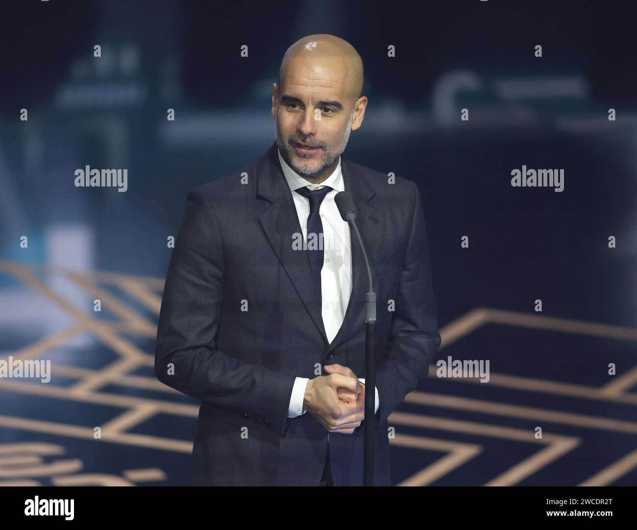 London, UK. 15th Jan, 2024. Pep Guardiola of Manchester City wins The ...