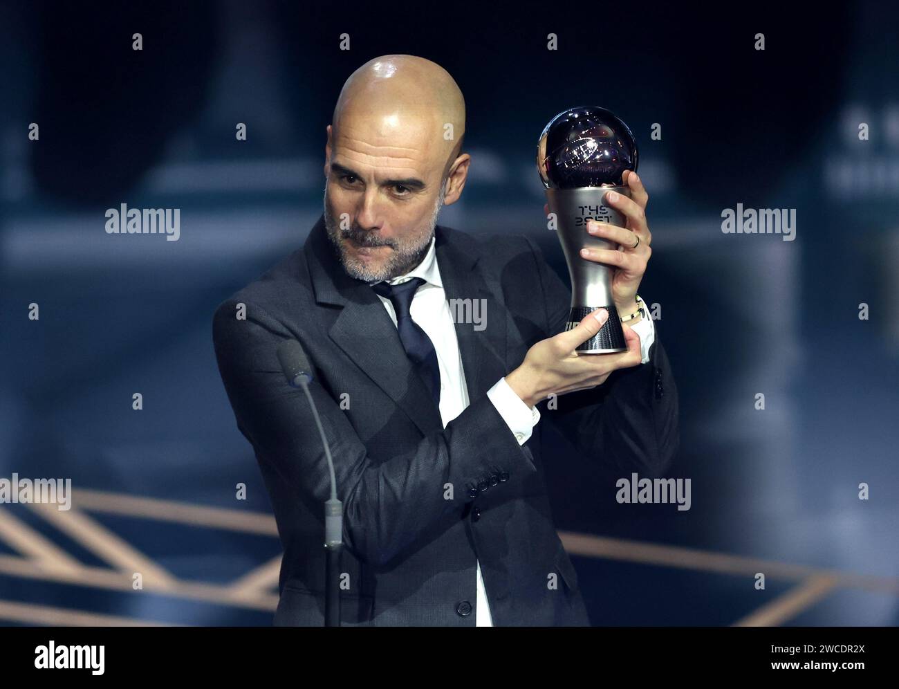 London, UK. 15th Jan, 2024. Pep Guardiola of Manchester City wins The ...