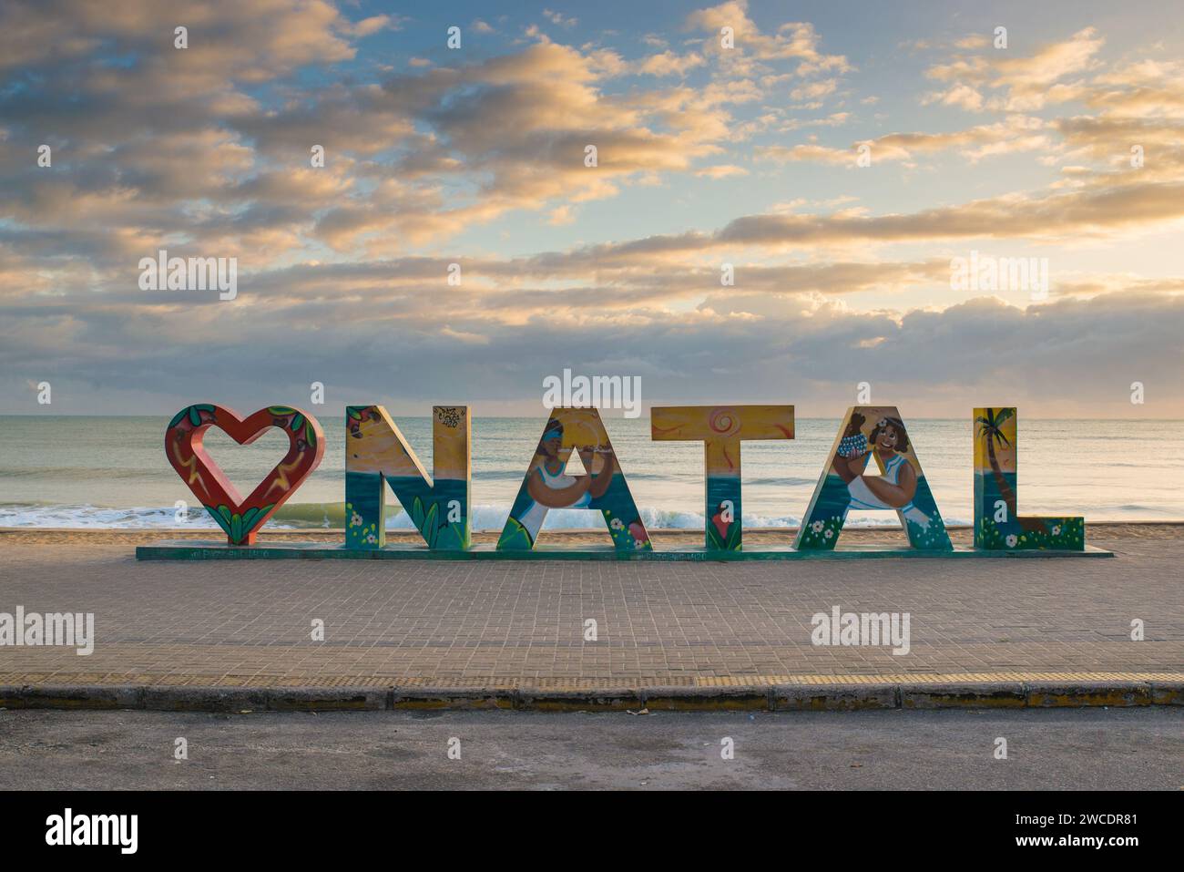 Natal city name sign on the edge of the Ponta Negra beach during ...
