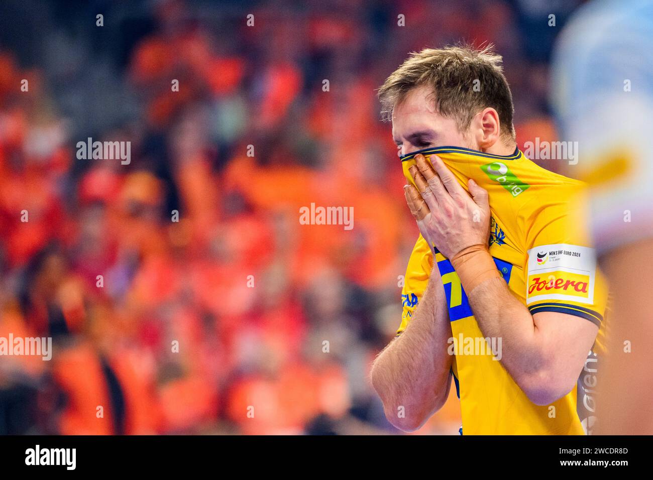 Albin Lagergren of, Sweden. , . looks dejected during the EHF European ...