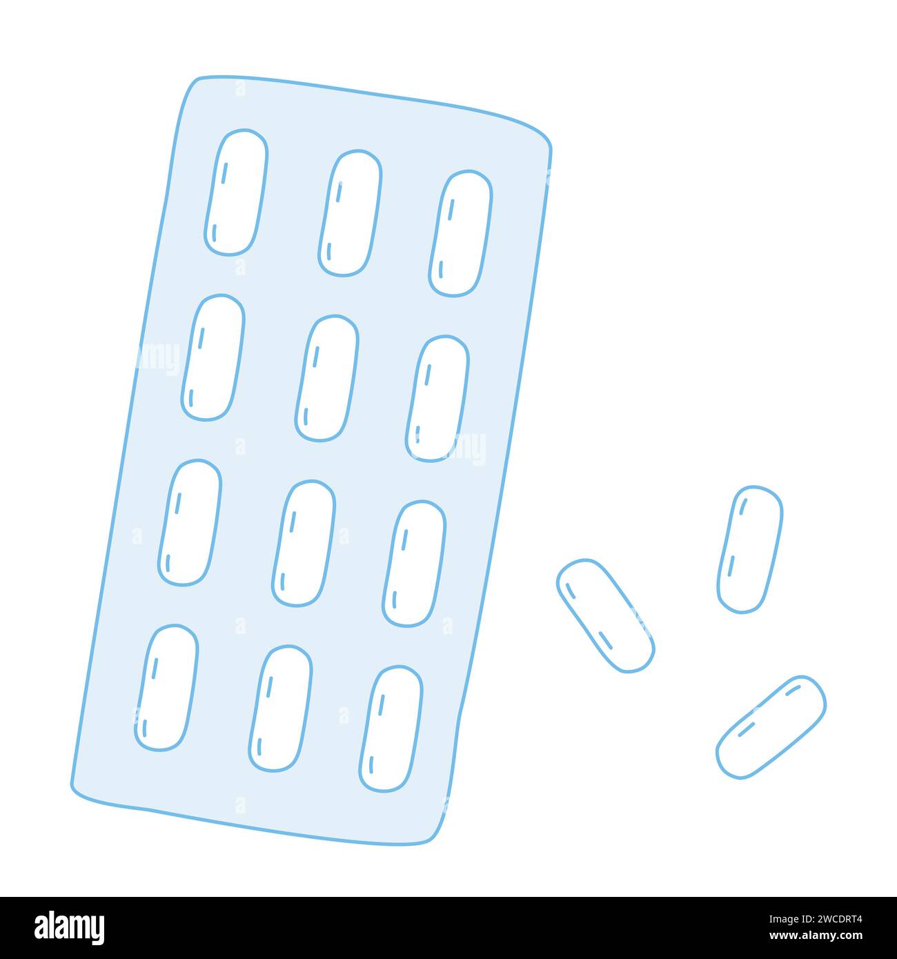 Oval tablets, lozenges or pills in blister package, cold and flu ...