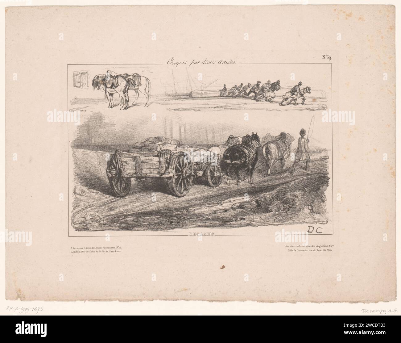 Car with boulders pulled by horses, Alexandre -Gabriel Decamps, 1830 ...