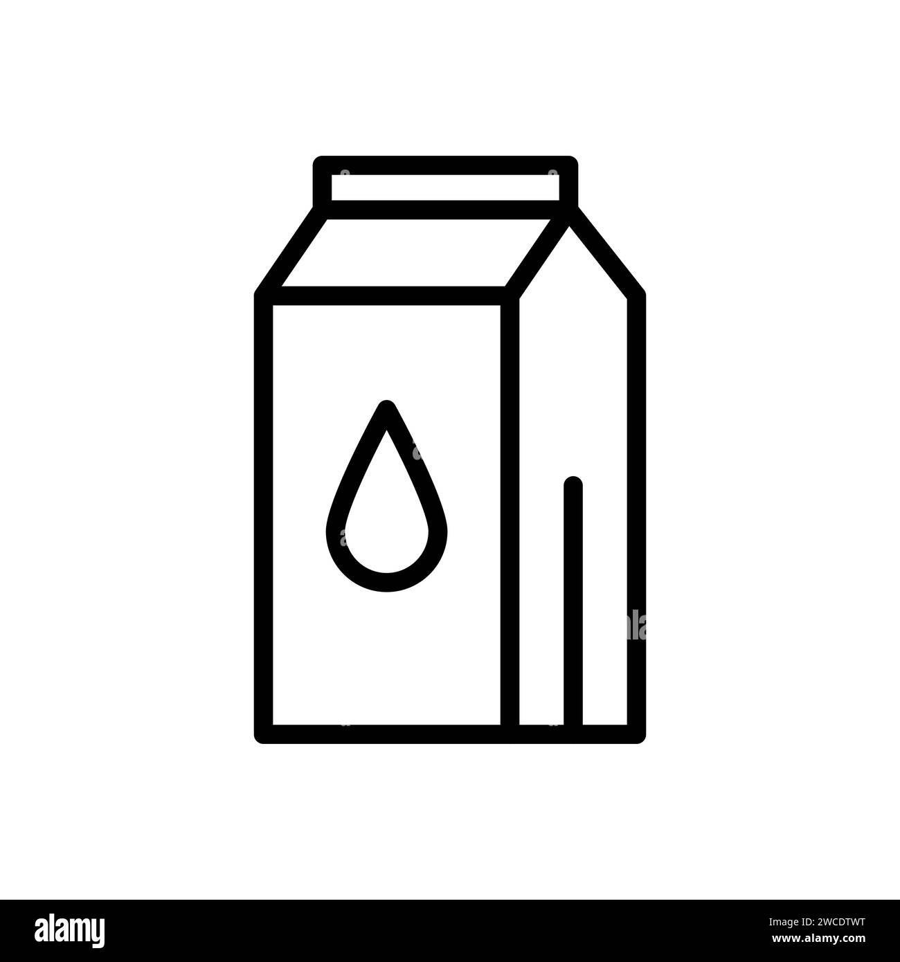 Vector black line icon milk carton isolated on white background Stock ...