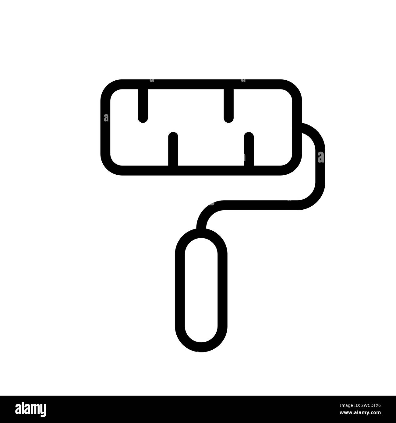 Vector black line icon paint roller isolated on white background Stock ...