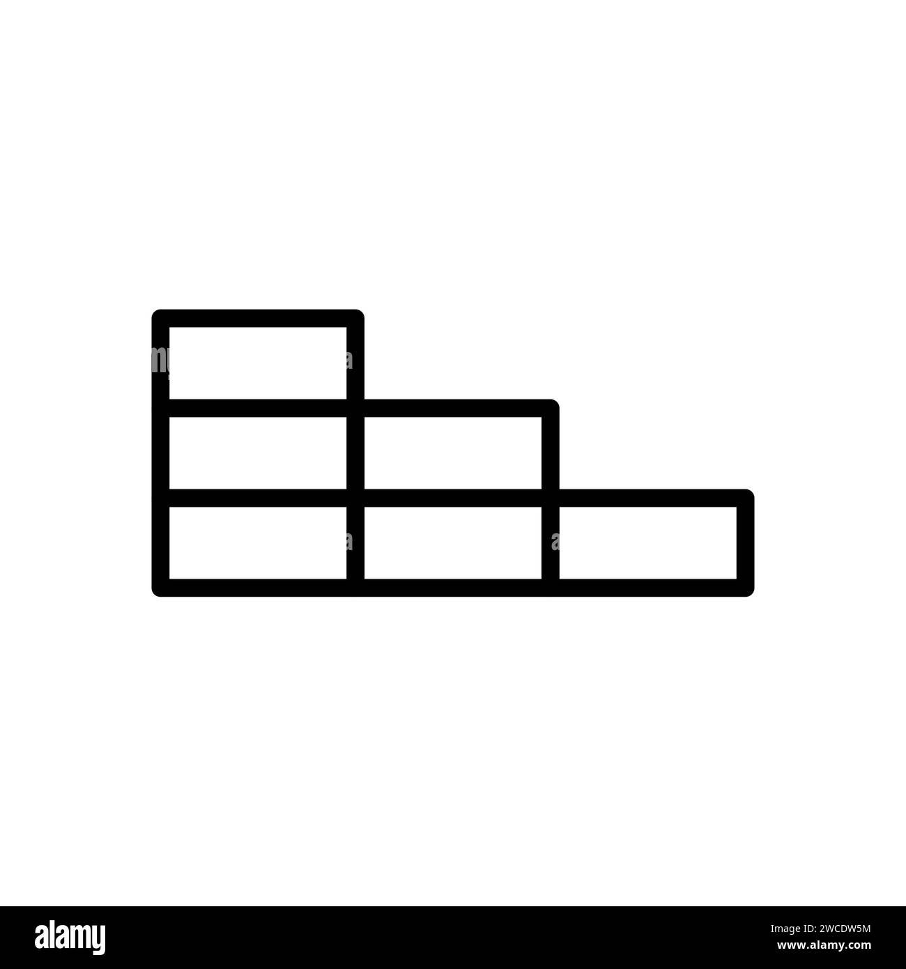 Vector black line icon brick wall isolated on white background Stock ...