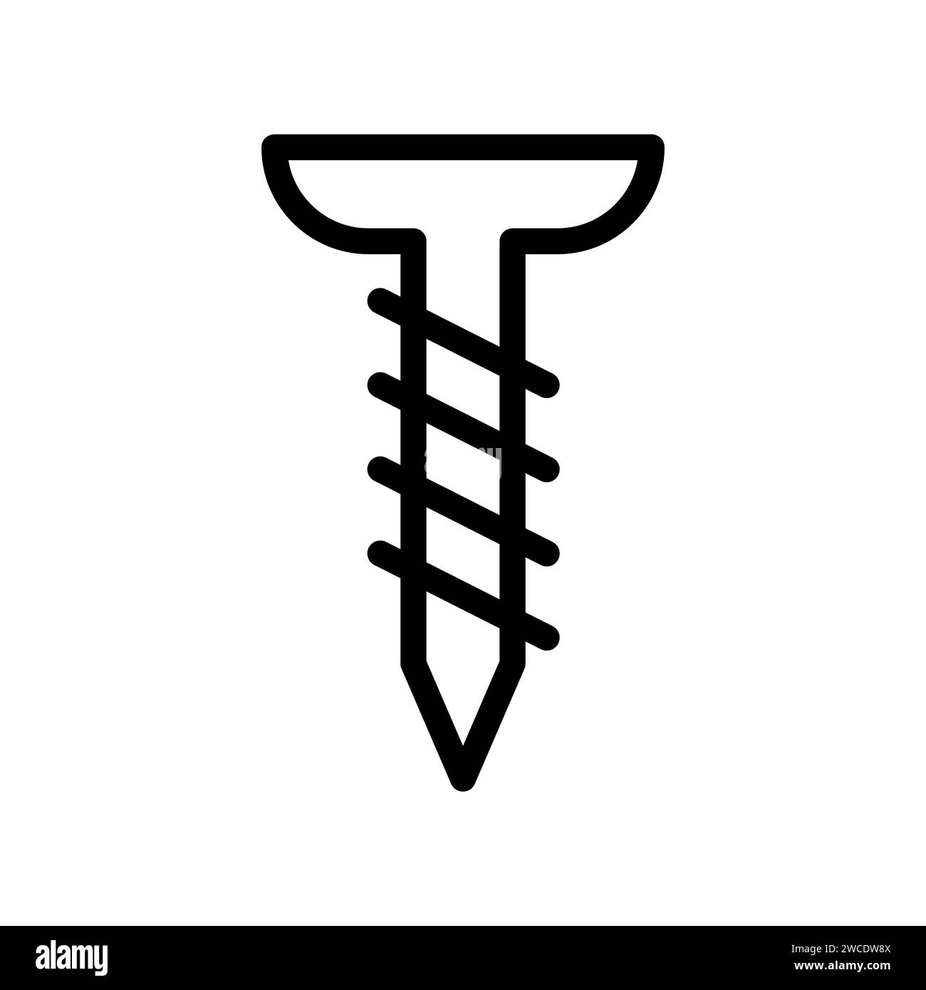 Vector black line icon construction screw isolated on white background ...