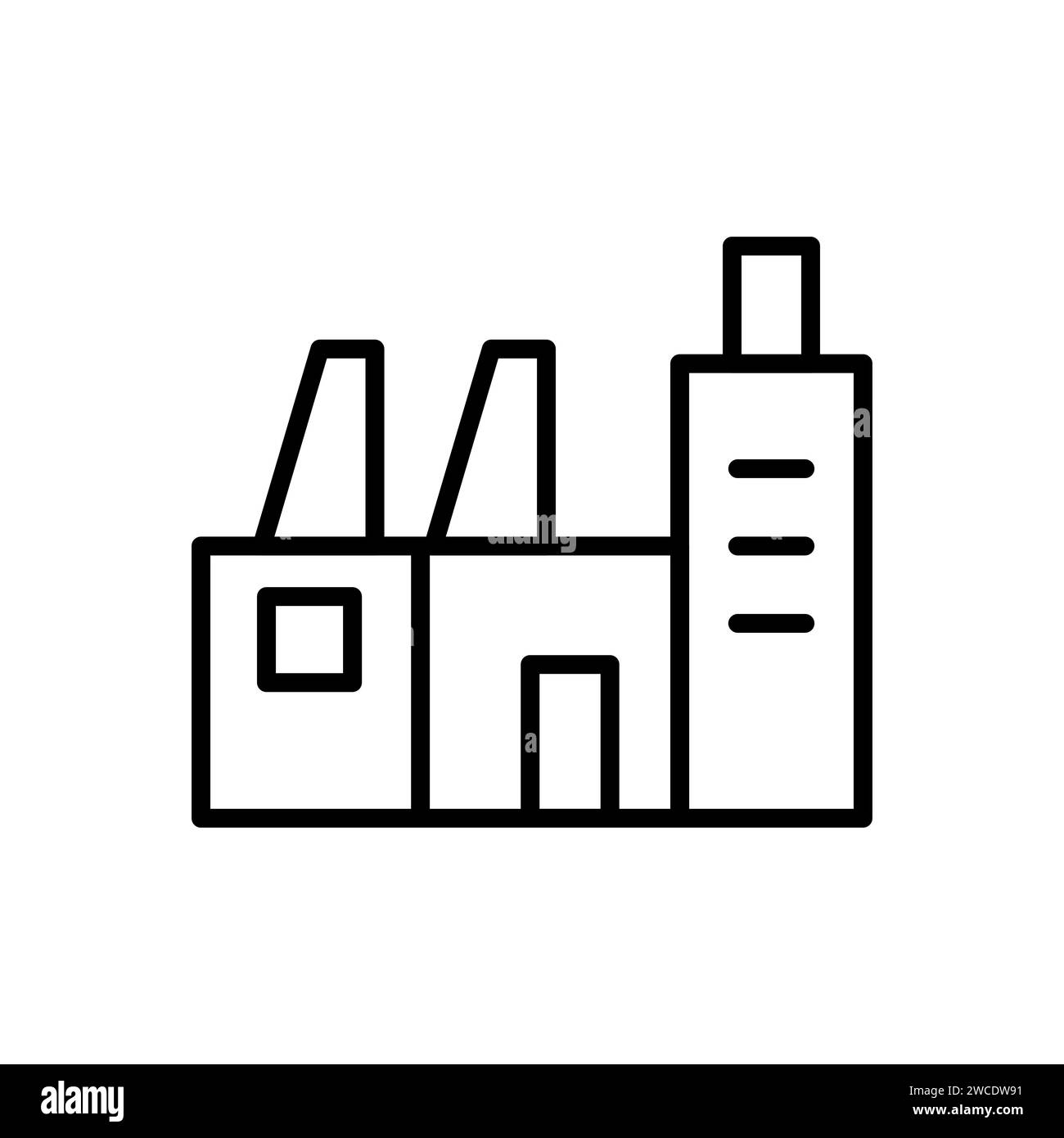 Vector black line icon factory isolated on white background Stock ...