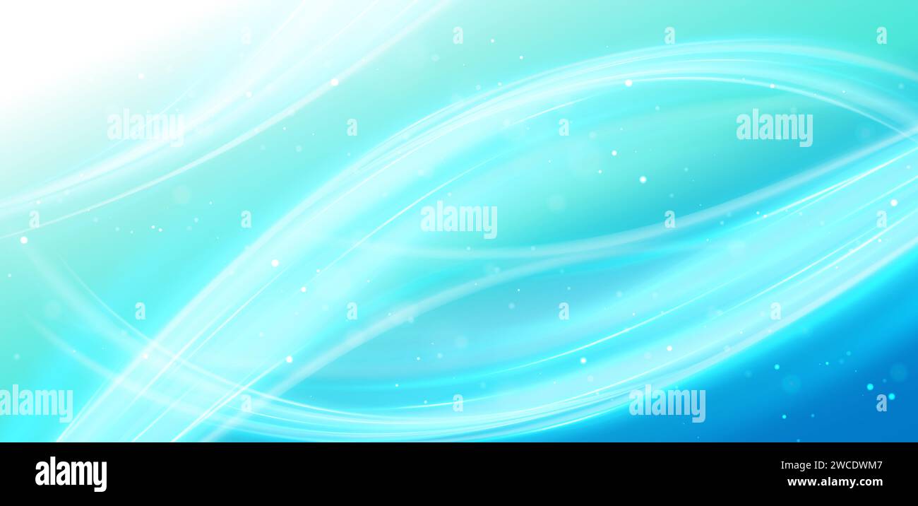 Soft blue curved lines showing air flow, liquid or fresh smell. 3D ...