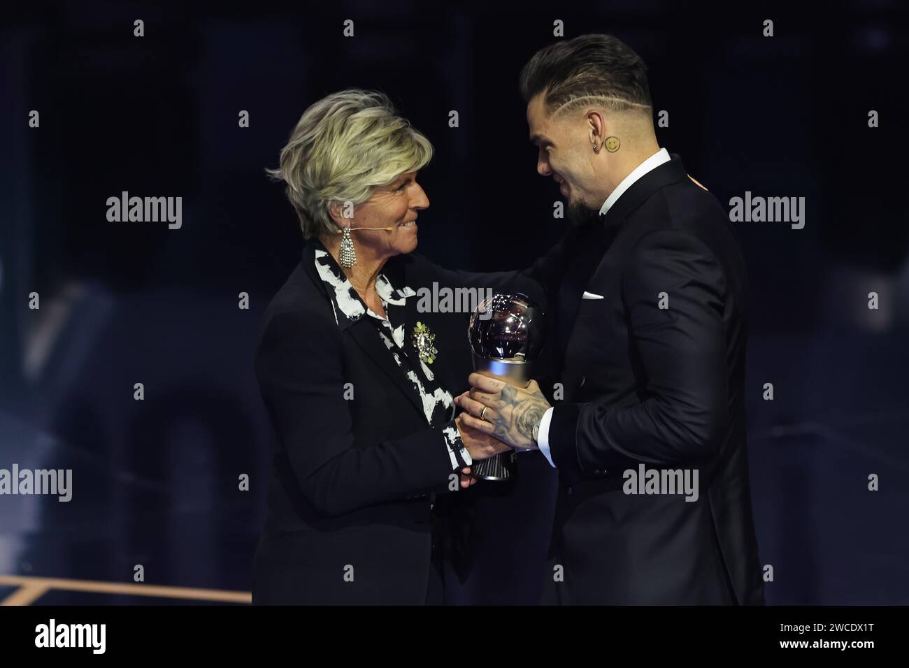 Winner of The Best FIFA Men's Goalkeeper 2023 Ederson receives his trophy during The Best FIFA ...