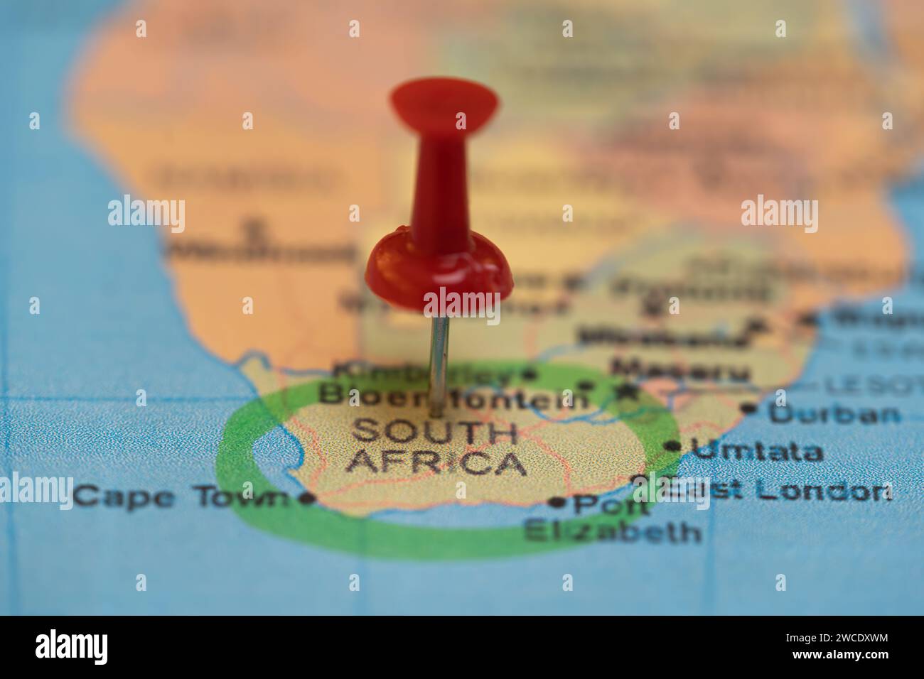 map with a pin on South Africa, destination map Stock Photo - Alamy