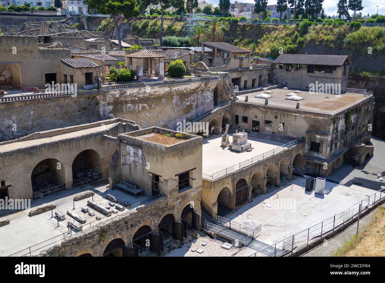 Archaeological Park of Ercolano. Ruins of an ancient city destroyed by ...