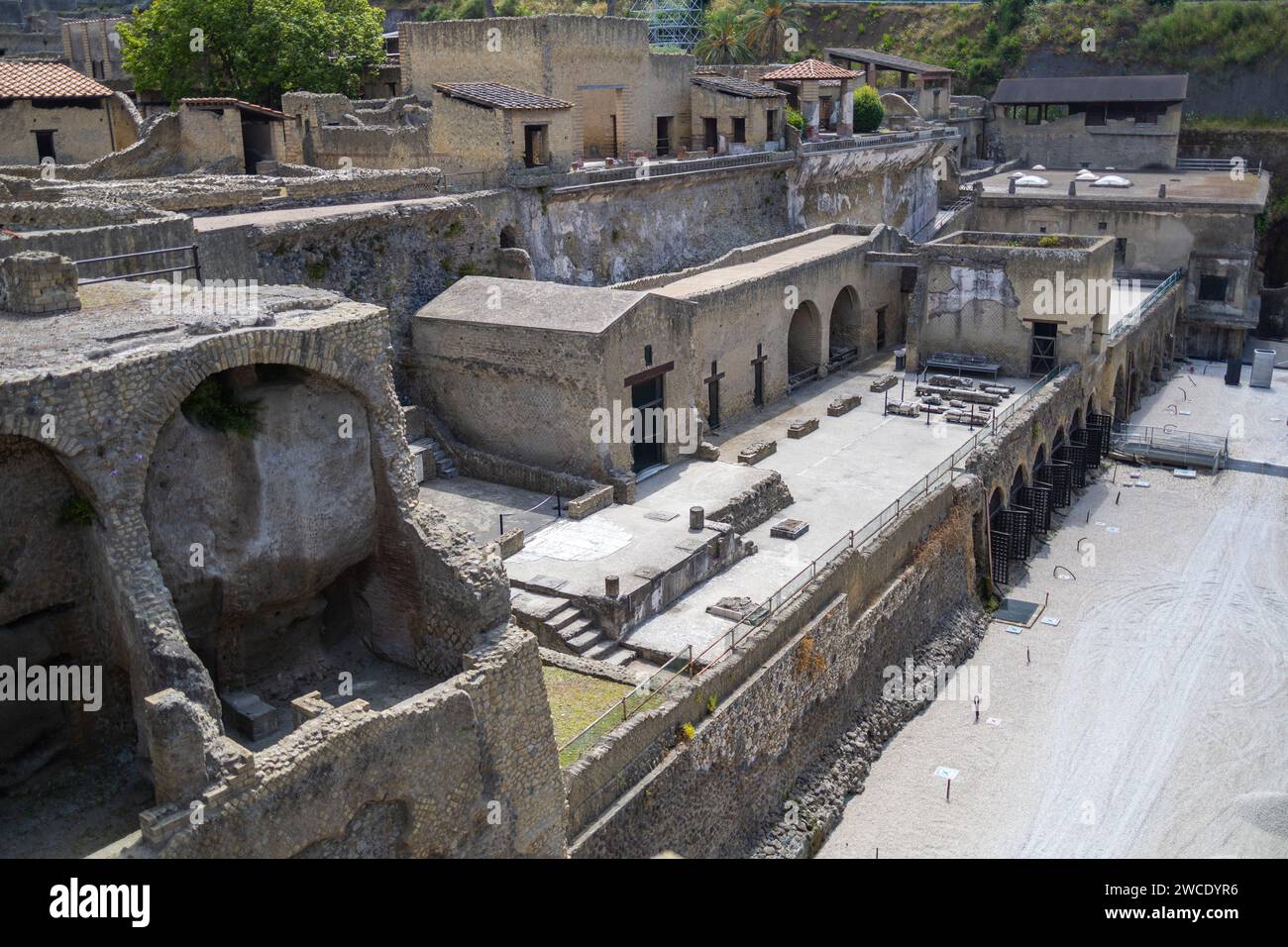 Archaeological Park of Ercolano. Ruins of an ancient city destroyed by ...