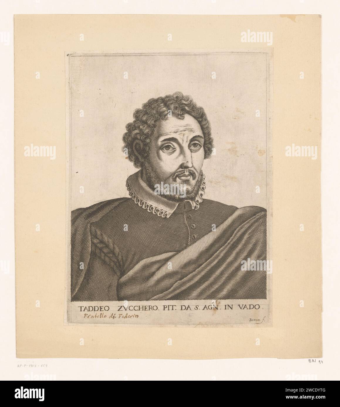 Portret Van Taddeo Zuccaro, Jean Baron, 1641 - 1741 print France paper ...