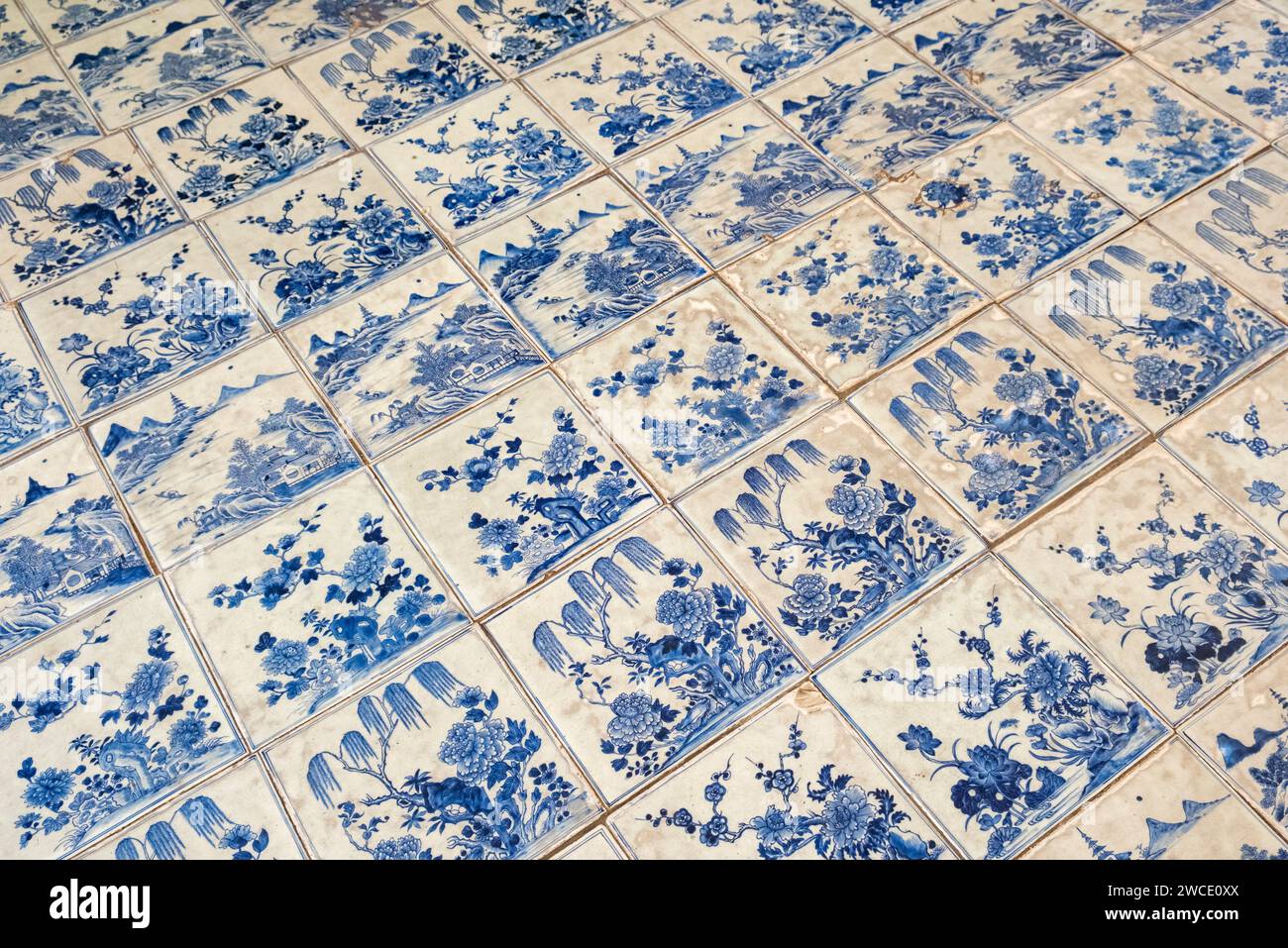 Blue and white porcelain tiles, Paradesi Synagogue, Matancherry, Jew ...