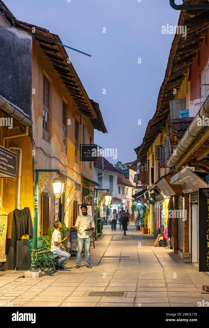 Shops along Synagogue Lane, Matancherry, Jew Town, Cochin, Kerala ...
