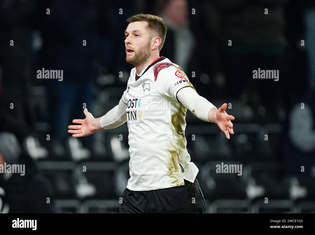 Derby County's Tom Barkhuizen celebrates scoring their side's first ...