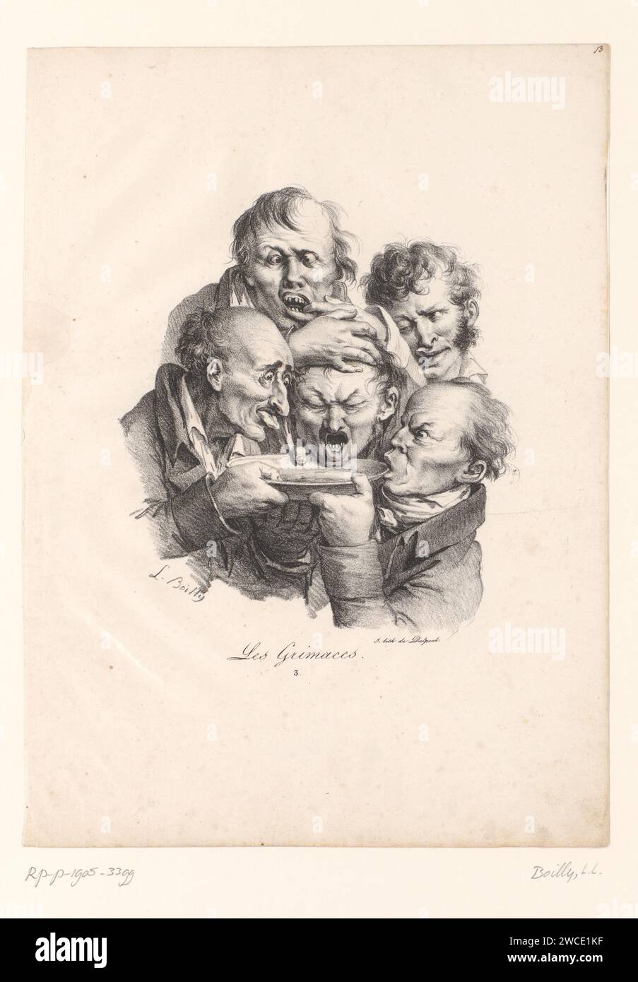 Caricature of five heads around a dish, Louis-Léopold Boilly, 1823 ...