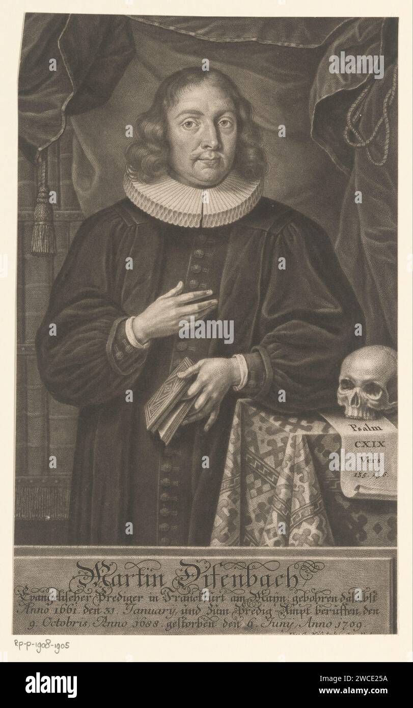 Portrait van Martin Difenbach, Elias Christopf Heiss, 1709 - 1731 print ...