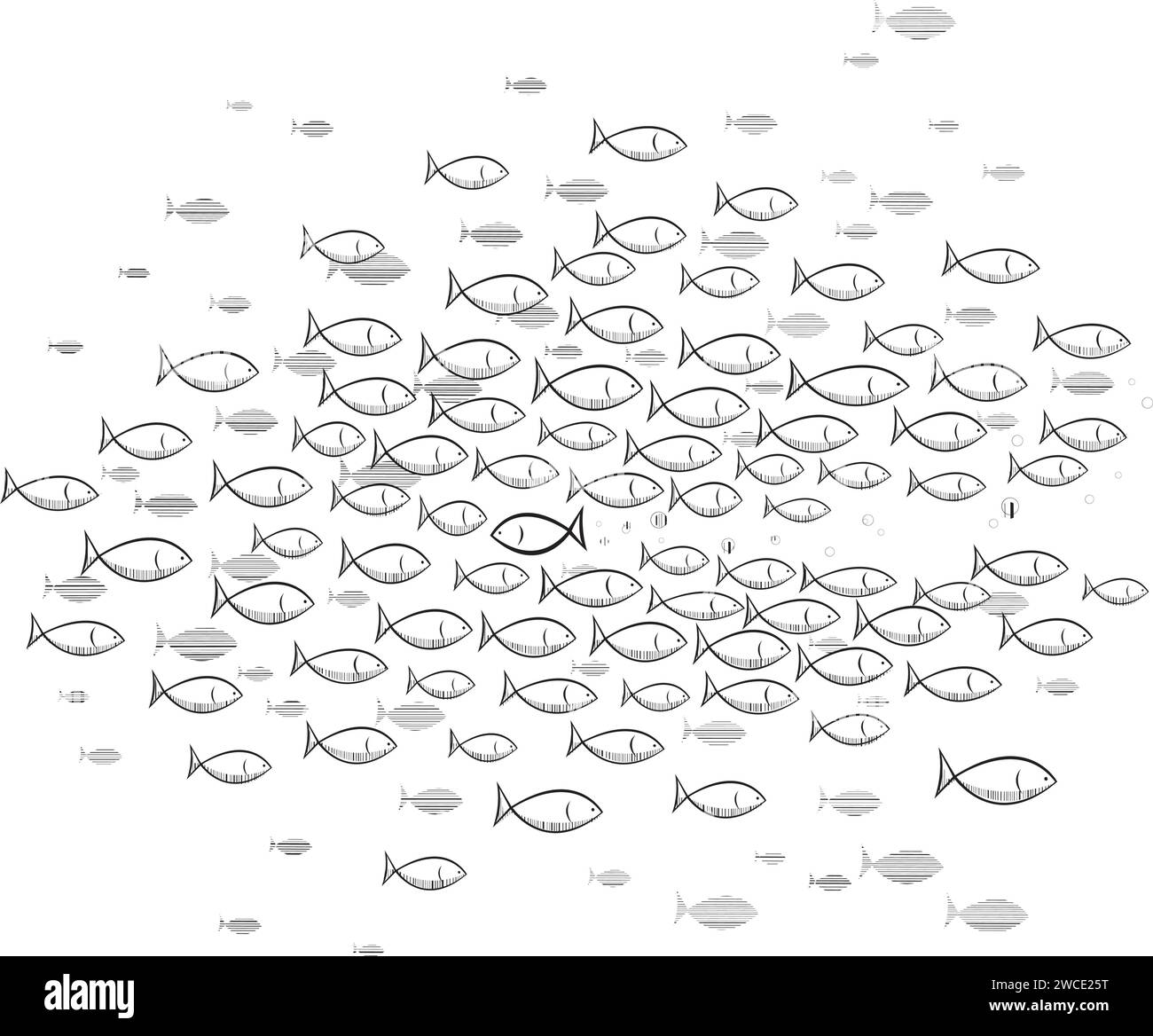 Odd fish going the wrong way Stock Vector Image & Art - Alamy