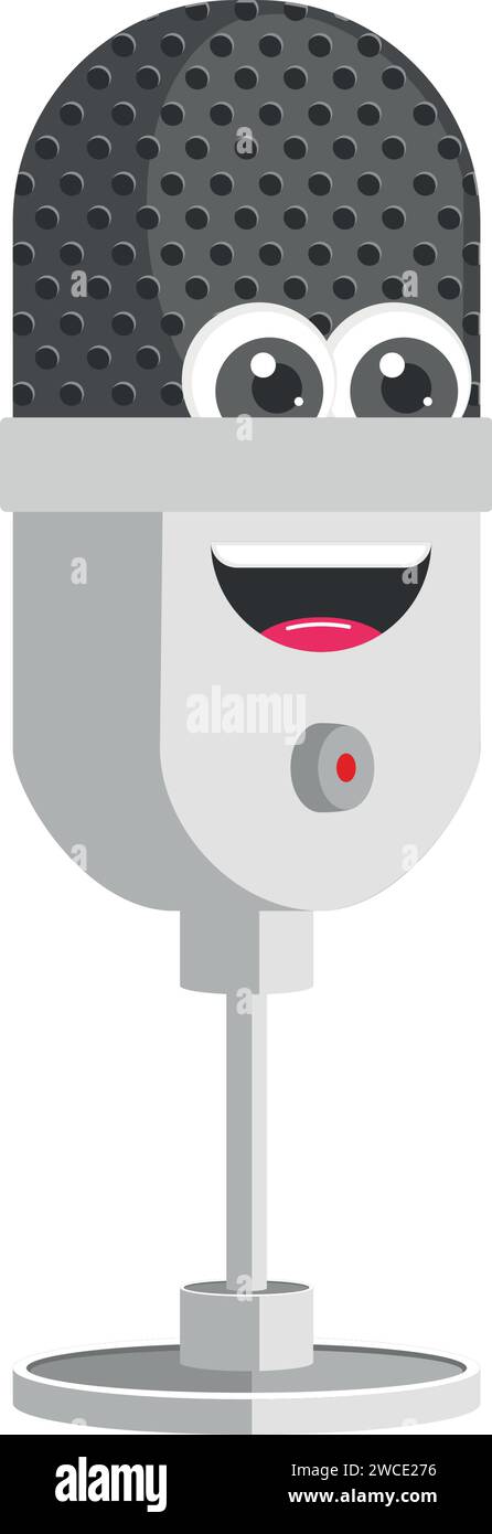 Cute podcast microphone character Vector Stock Vector Image & Art - Alamy