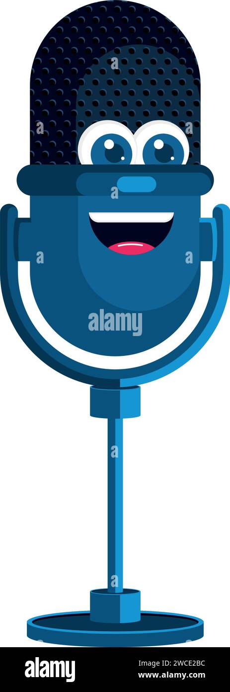 Cute podcast microphone character Vector Stock Vector Image & Art - Alamy