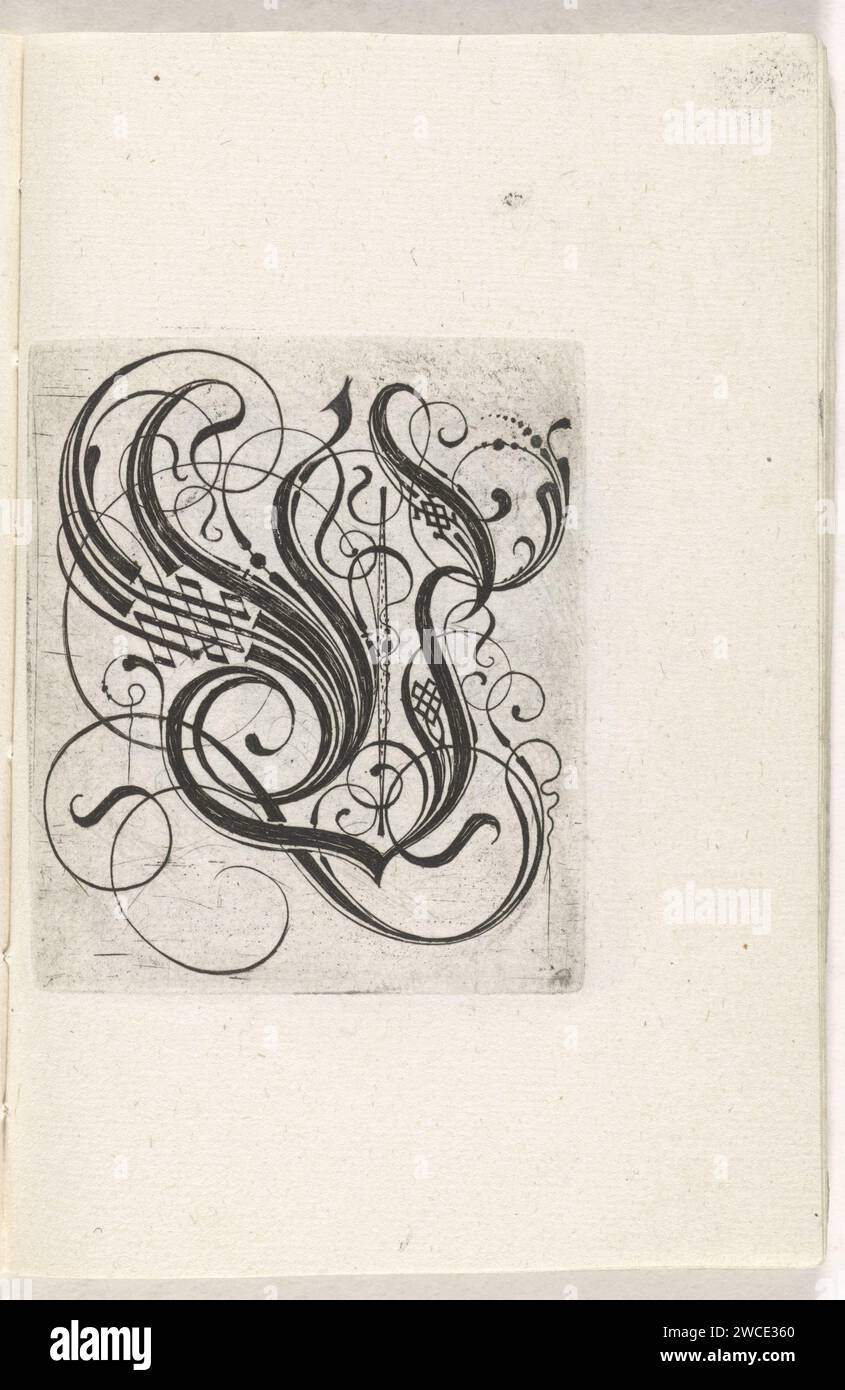 Letter V, anonymous, c. 1600 - c. 1699 print From series of 24 Gothic letters with braid work: A ...