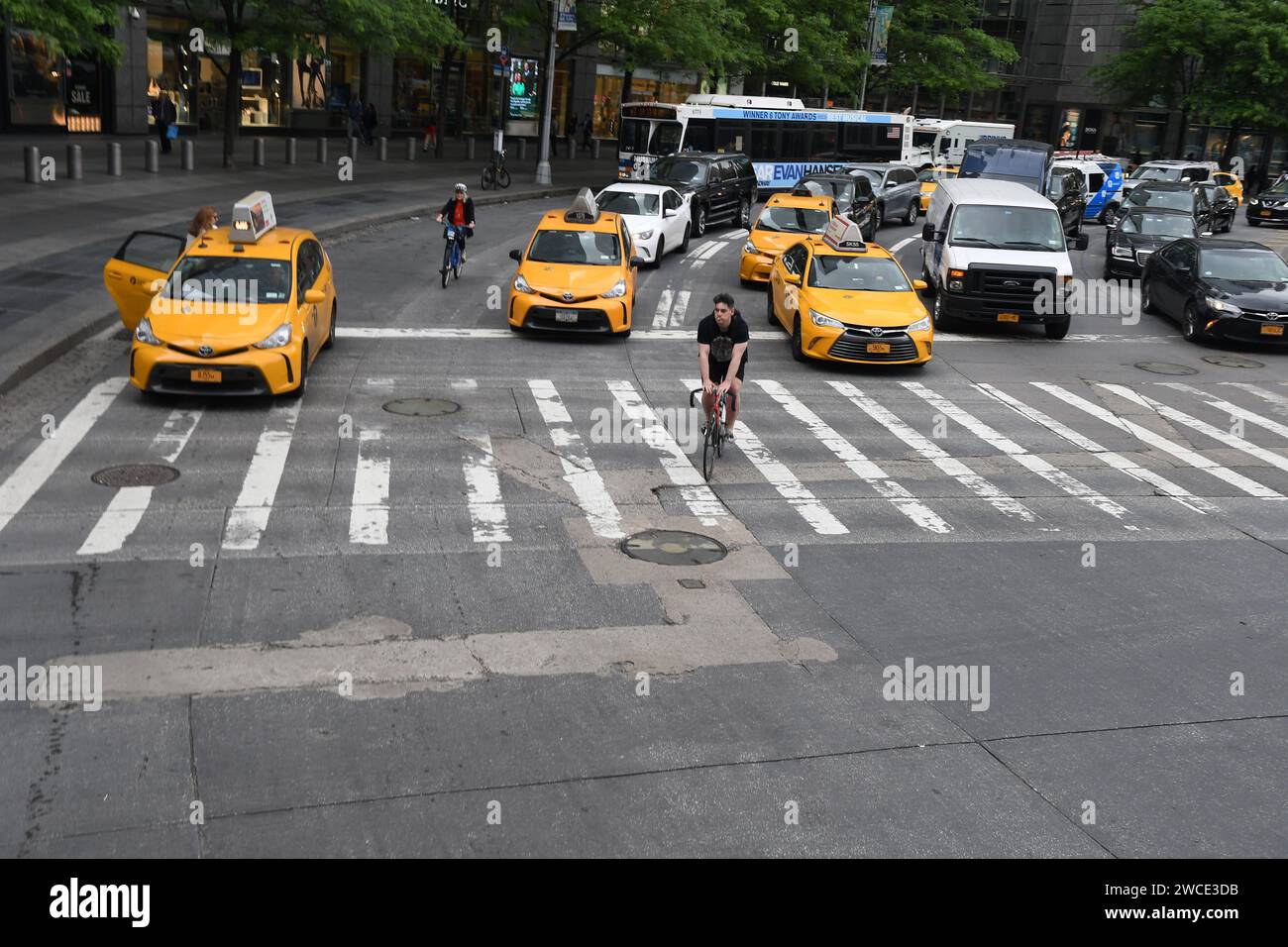 NEW YORK CITY /NEW YORK / USA 07.JUNE 2018 American bikers and yellow ...