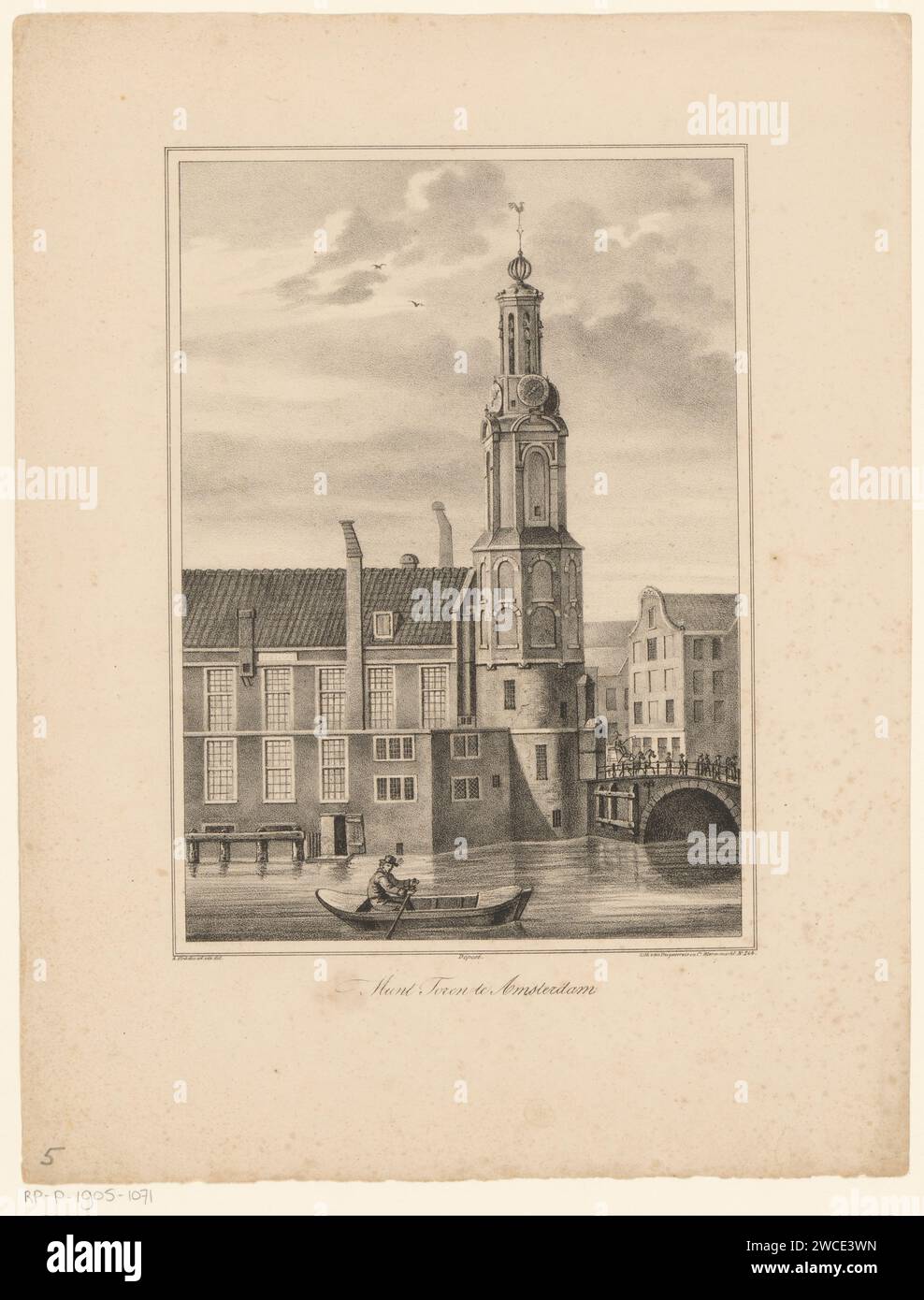 View of the Munttoren in Amsterdam, Anonymous, After Abraham Vinkeles ...