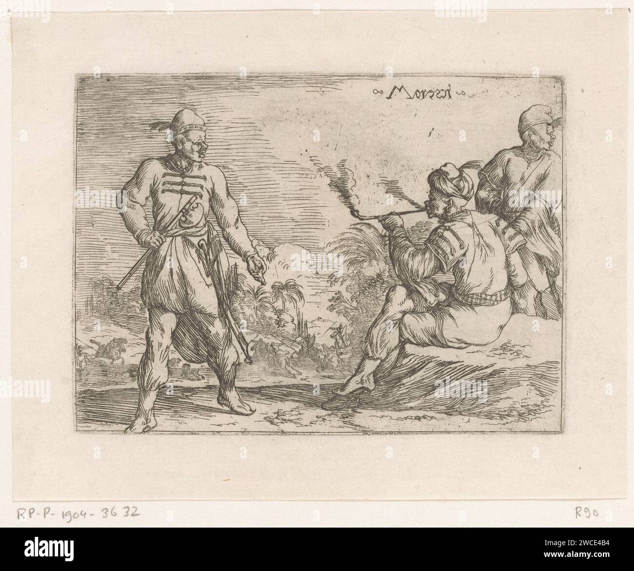 Moen, A hunting scene in the background, Johann Wilhelm Baur, 1636 ...