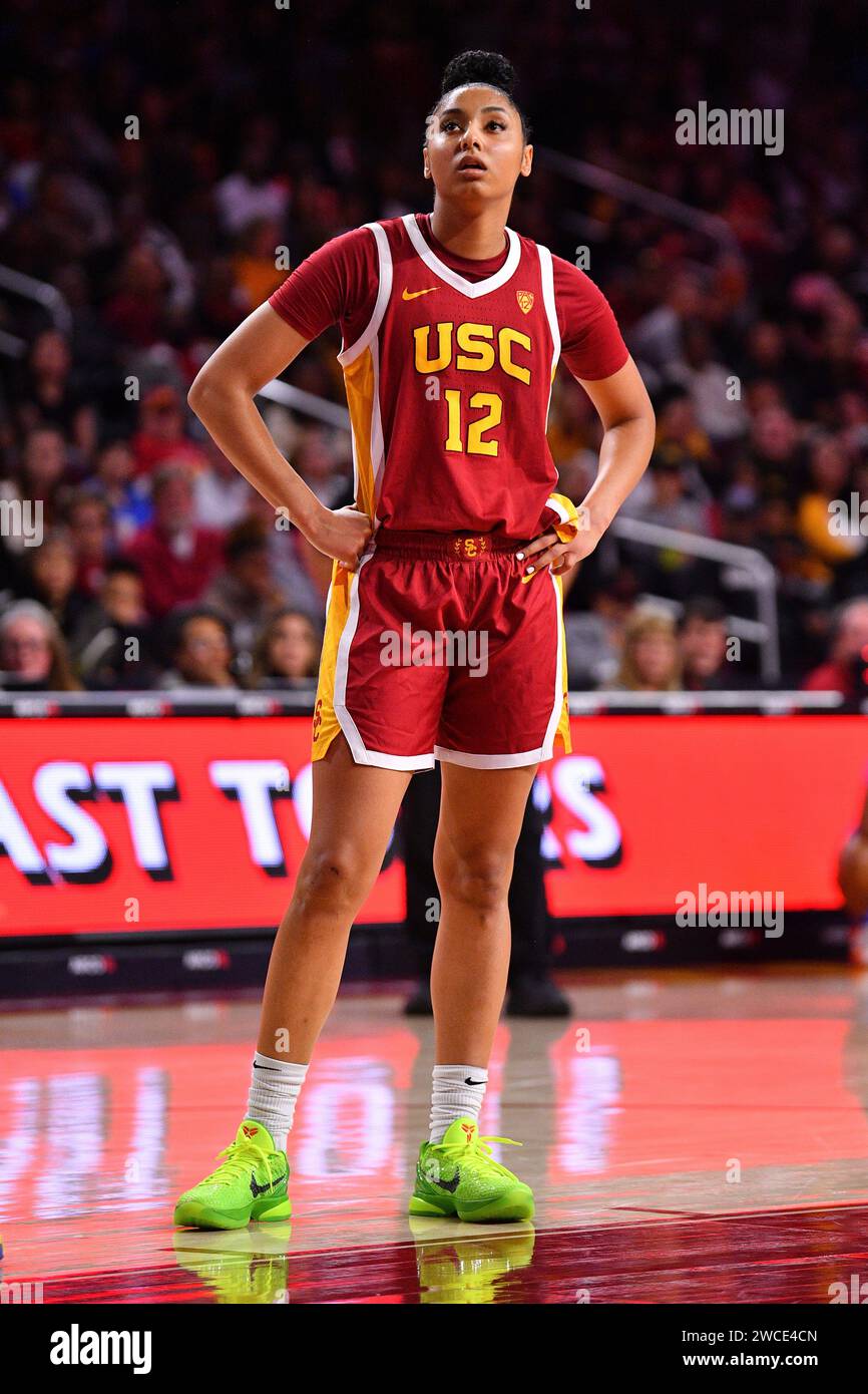 LOS ANGELES, CA - JANUARY 14: USC Trojans guard JuJu Watkins (12) looks ...