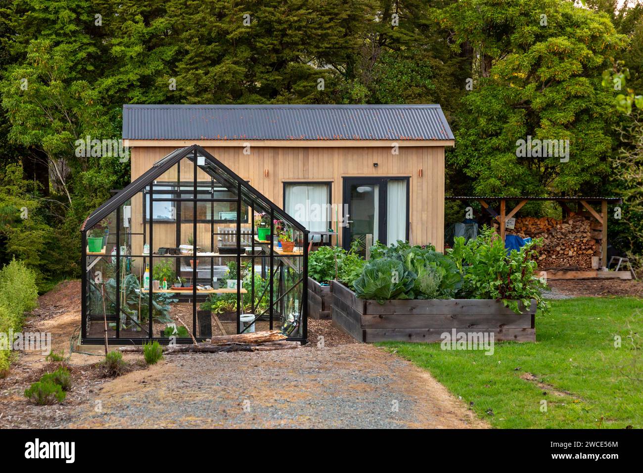 Small house with a greenhouse and vegetable garden in Manapouri ...