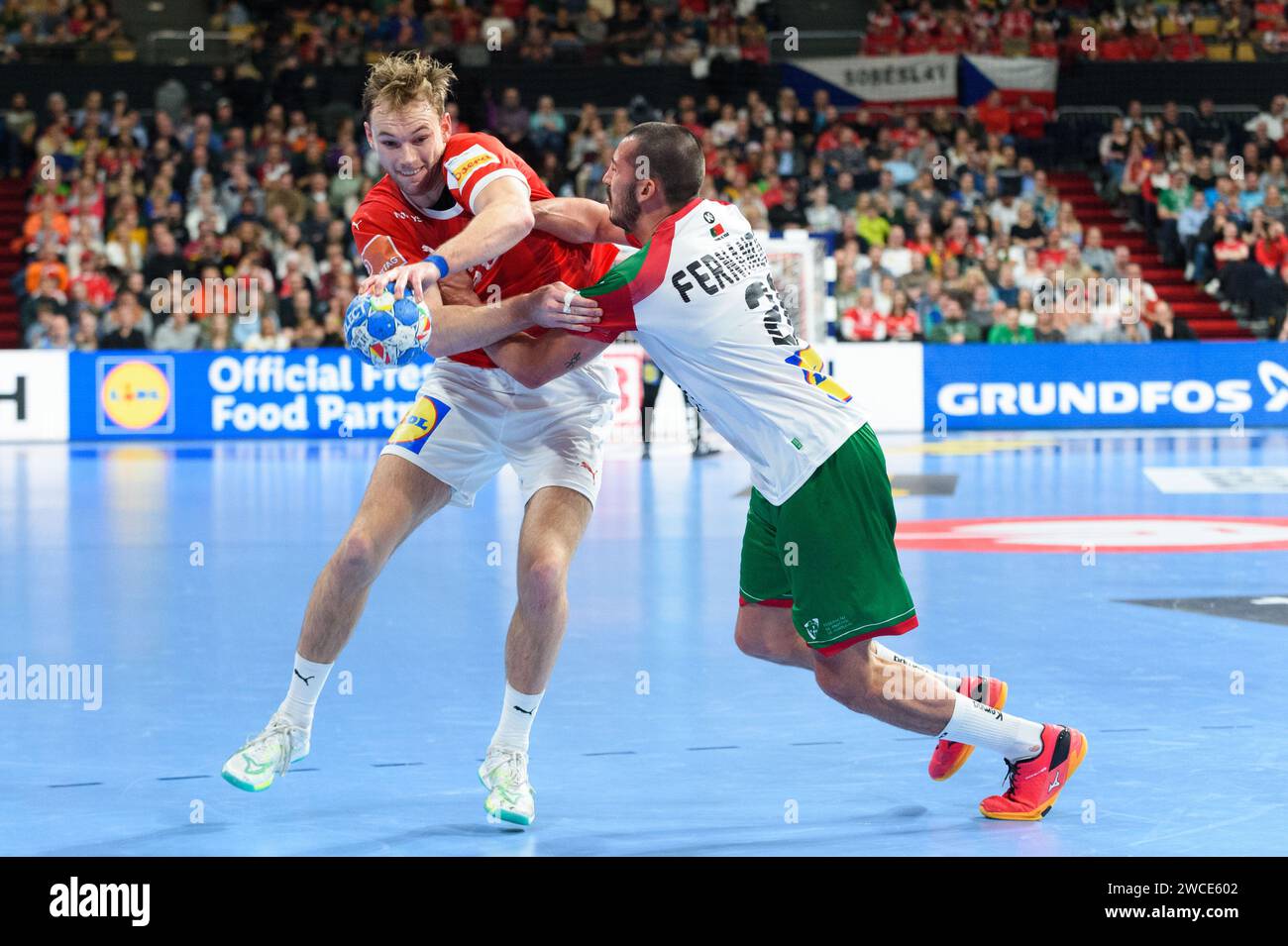 January 15, 2024: Mathias Gidsel (19 Denmark) and Leonel Fernandes (21 ...