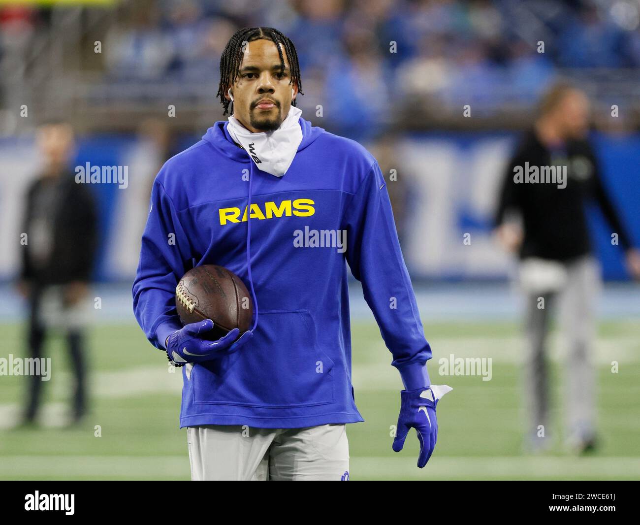 Los Angeles Rams cornerback Cobie Durant warms up during pregame of an ...